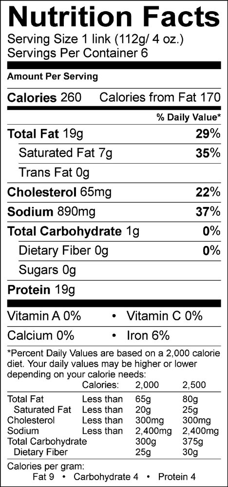 SKINLESS BRATWURST (36 Brats Per Package) - Tiefenthaler Quality Meats